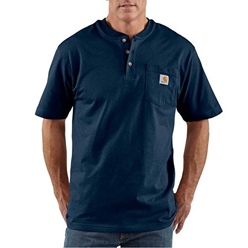 Carhartt mens Loose Fit Heavyweight Short-sleeve Pocket T-shirt (Big & Tall) henley shirts, Navy, XX-Large Tall US