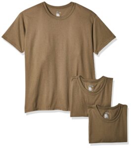 soffe men's 3 pack - usa poly/cotton military tee, tan, large