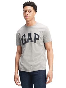 gap mens classic logo tee t shirt, light heather grey b10, large us