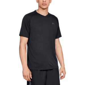 under armour men's ua tech v-neck short sleeve lg black