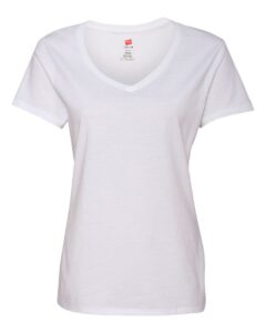 hanes ladies perfect-t cotton v-neck t-shirt. ,white,xs