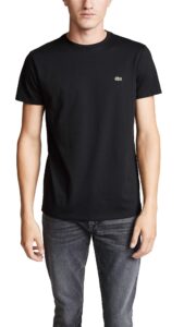 lacoste mens short sleeve crew neck pima cotton jersey t-shirt t shirt, black, xx-large us