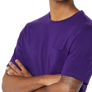 Amazon Essentials Men's Regular-Fit Short-Sleeve Crewneck Pocket T-Shirt, Pack of 2, Black/Dark Purple, Medium