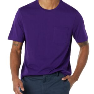 Amazon Essentials Men's Regular-Fit Short-Sleeve Crewneck Pocket T-Shirt, Pack of 2, Black/Dark Purple, Medium