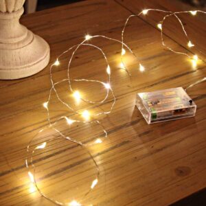 ariceleo led fairy lights battery operated, 1 pack mini battery powered copper wire starry fairy lights for bedroom, christmas, parties, wedding, centerpiece, decoration (5m/16ft warm white)