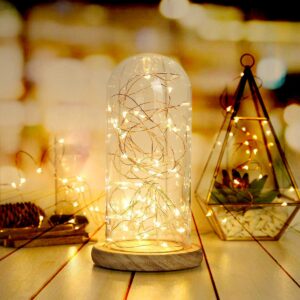 BXROIU 2 x 20LEDs Fairy Lights Battery Operated, Silver Wire 2 Mode Chains String Lights for Bedroom Christmas Party Decoration (warm white, 6.6)