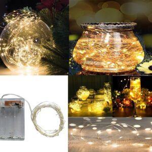 BXROIU 2 x 20LEDs Fairy Lights Battery Operated, Silver Wire 2 Mode Chains String Lights for Bedroom Christmas Party Decoration (warm white, 6.6)