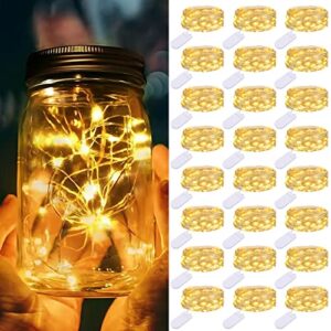 litogo 24 pack fairy lights battery operated, 7ft 20 led waterproof fairy string lights small mini light for mason jars vases table centerpieces wedding decorations christmas tree, warm white