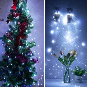 Christmas LED Fairy String Lights Battery Operated 4 Pack 33FT 100 LED with Remote Timer 8 Modes Waterproof Silvery Wire Twinkle Firefly Lights for Bedroom Party Wedding Garden Home Decoration