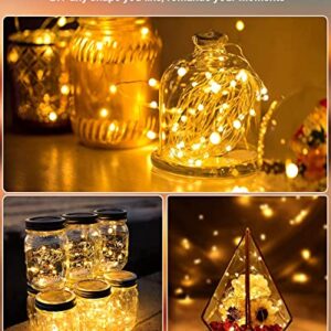 20 Pack Fairy Lights Battery Operated 3.3ft 20 LED Mini String Lights Twinkle Lights Copper Wire Firefly Starry Lights for Mason Jars Wedding Party Christmas Centerpiece Table Decorations, Warm White