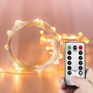 6 Pack Fairy Lights Battery Operated with Timer 2PCS Remote 6.5ft 20LED Warm White Twinkle Lights Waterproof Silver Wire Fireflies lights DIY Mason Jar Wedding Party Christmas Centerpiece Table Deco