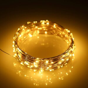 Mikasol Fairy Lights Battery Operated, 2 Packs Mini 3*AAA Battery Powered Copper Wire Led Starry String Lights Firefly Lights for Bedroom, Christmas, Parties, Decoration (5m/16ft Warm White)