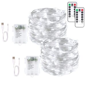 blingstar 2 pack 33ft 100 led usb and battery operated christmas lights with remote control timer 8 modes firefly lights cool white fairy string lights for bedroom wedding decor