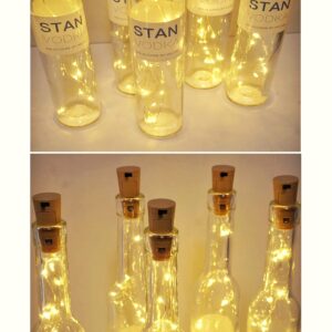 12 Pack 20 LED Wine Bottle Cork Lights, Fairy Mini String Lights Copper Wire, Battery Operated Starry Lights for DIY, Christmas, Halloween, Wedding, Party, Indoor&Outdoor (12 Pack, Warm White)