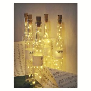 12 Pack 20 LED Wine Bottle Cork Lights, Fairy Mini String Lights Copper Wire, Battery Operated Starry Lights for DIY, Christmas, Halloween, Wedding, Party, Indoor&Outdoor (12 Pack, Warm White)