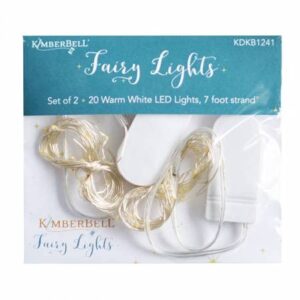 kimberbell fairy lights - includes 2 battery operated with 20 warm white led waterproof lights per strand for crafts, sewing, & machine embroidery! each package includes two seven-foot strands