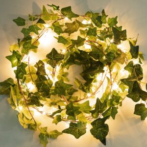 minetom 2 pack 6 ft. ivy string lights - battery operated 72 led artificial ivy lights, warm white bedroom vines lights for wall room window wedding indoor party festival decor