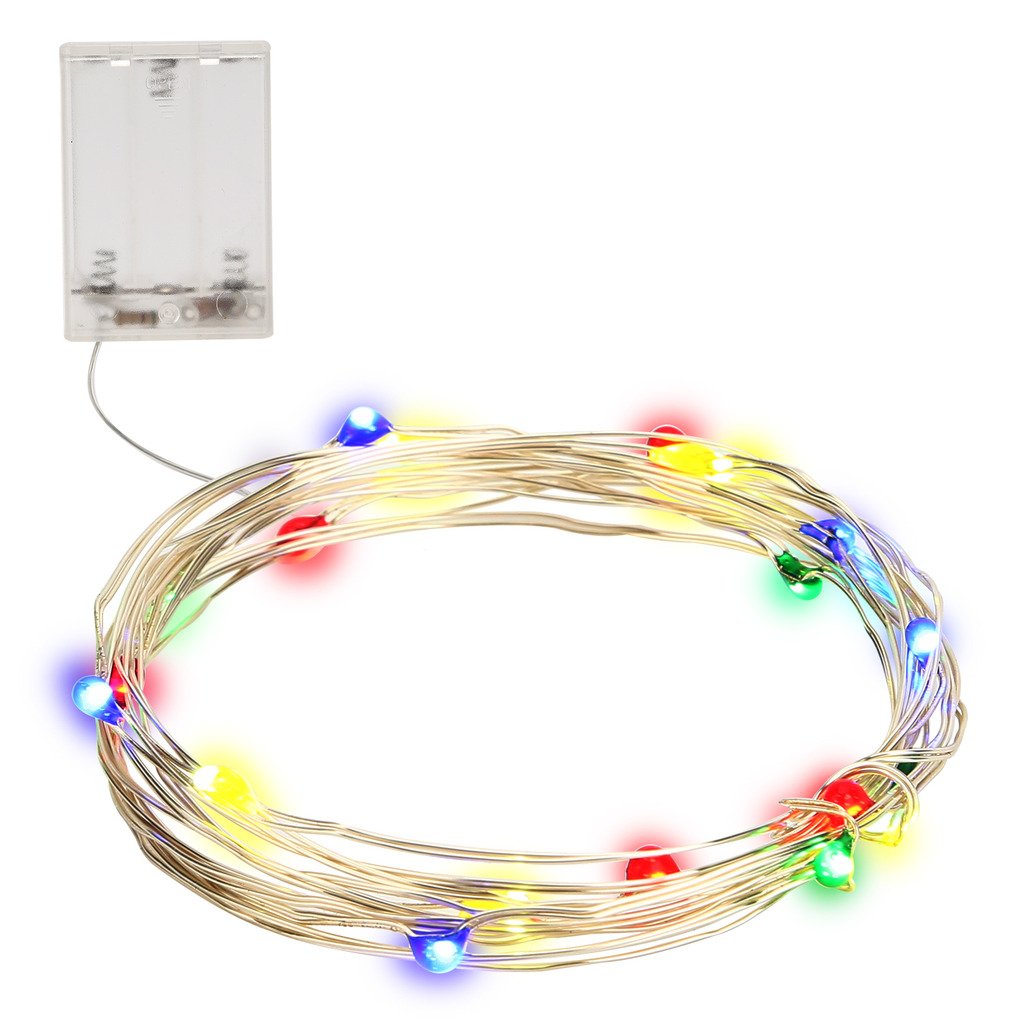 NONMON LED String Lights, 2M/6.6ft 20 LEDs Micro Silver Wire Indoor Battery Operated Fairy String Lights Festive Lights - Multicolored