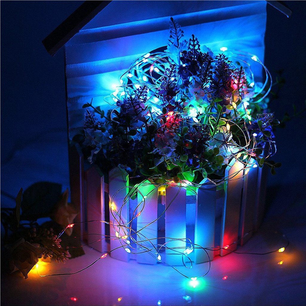 NONMON LED String Lights, 2M/6.6ft 20 LEDs Micro Silver Wire Indoor Battery Operated Fairy String Lights Festive Lights - Multicolored