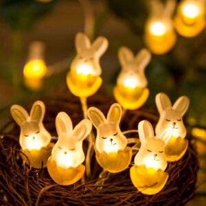 eonlyx easter decoration lights, 10ft 30 leds rabbit bunny easter copper wire lights string battery-operated fairy lights for bedroom,wedding