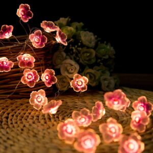 EONLYX Plum Flower Lights, 10FT 30LED Cherry Blossom Copper Wire String Lights Battery Operated Fairy Lights for Indoor Bedroom Children Girls Room Wall Wedding Decorations