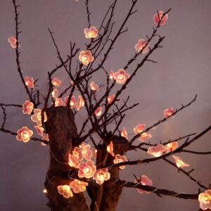 EONLYX Plum Flower Lights, 10FT 30LED Cherry Blossom Copper Wire String Lights Battery Operated Fairy Lights for Indoor Bedroom Children Girls Room Wall Wedding Decorations