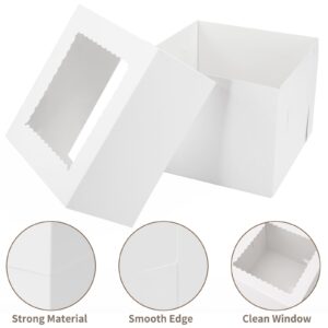 Moretoes 10pcs Cake Boxes 10x10x8 Inches White Bakery Boxes with Window Tall Cake Containers Dessert Cardboard Boxes Cake Carrier for Bundt Cupcakes Pies Donuts