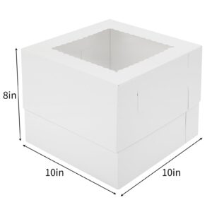 Moretoes 10pcs Cake Boxes 10x10x8 Inches White Bakery Boxes with Window Tall Cake Containers Dessert Cardboard Boxes Cake Carrier for Bundt Cupcakes Pies Donuts