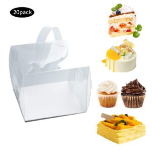 BURLIHOME 6x6x5Inch Transparent Bakery Boxes,20Pcs Clear Cake Box for Cake Chocolate Donut,Treat Boxes Gift for Party Wedding Graduation