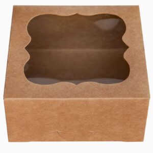 one more 6"x6"x3"brown bakery boxes with pvc window for pie and cookies boxes small natural kraft paper box 6x6x3inch,pack of 15