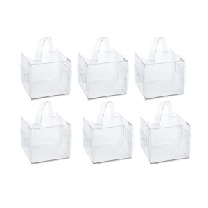 steedna clear cake box with handles & cake boards 6 set mini cake containers small cake boxes cup cake holders for cupcakes, donuts, baked goods (5 inch 5.9“ × 5.9“ × 5.1“)