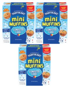 tastykake confetti cake mini muffins, 5 pouches per box, 8 oz, 8.0 oz - 3 pack