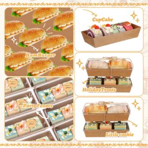 Inbagi Charcuterie Boxes with Clear Lids,100 Pack Paper Rectangle Disposable Sandwich Boxes, Cookie Boxes, Bakery Bread Boxes for Cookies Desserts Mini Cakes Packaging(Kraft)