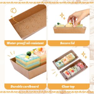 Inbagi Charcuterie Boxes with Clear Lids,100 Pack Paper Rectangle Disposable Sandwich Boxes, Cookie Boxes, Bakery Bread Boxes for Cookies Desserts Mini Cakes Packaging(Kraft)