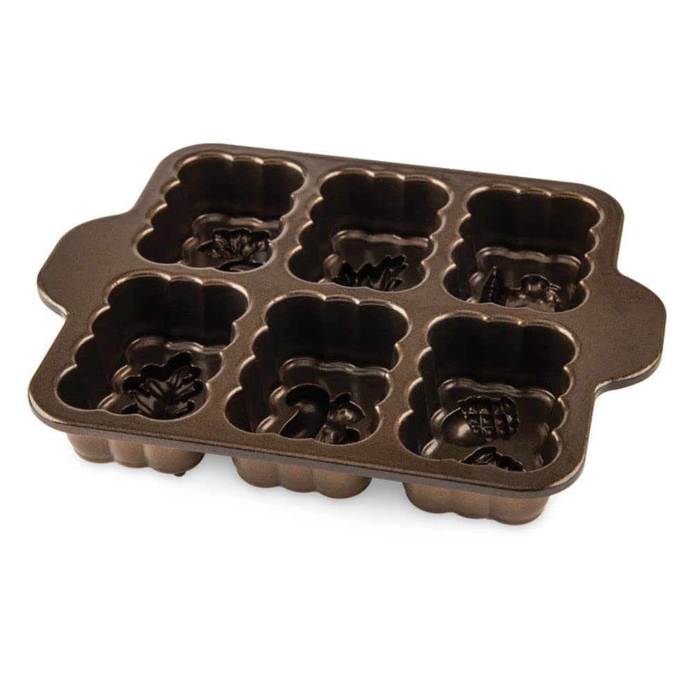 Nordic Ware Harvest Mini Loaf Pan, Bronze, 11.38 x 9 x 1.88 inches, Brown