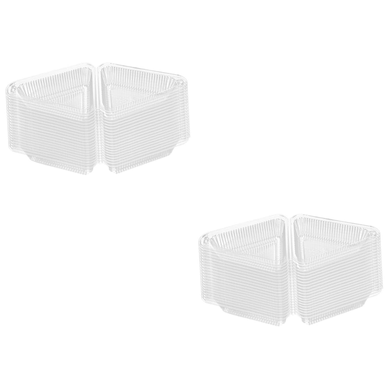 Abaodam 100 Pcs Triangular Cake Box Raclette Sandwich Container Disposable Cake Containers Plastic Container with Lid Cake Containers with Lids With Cover Clamshell Pizza The Pet