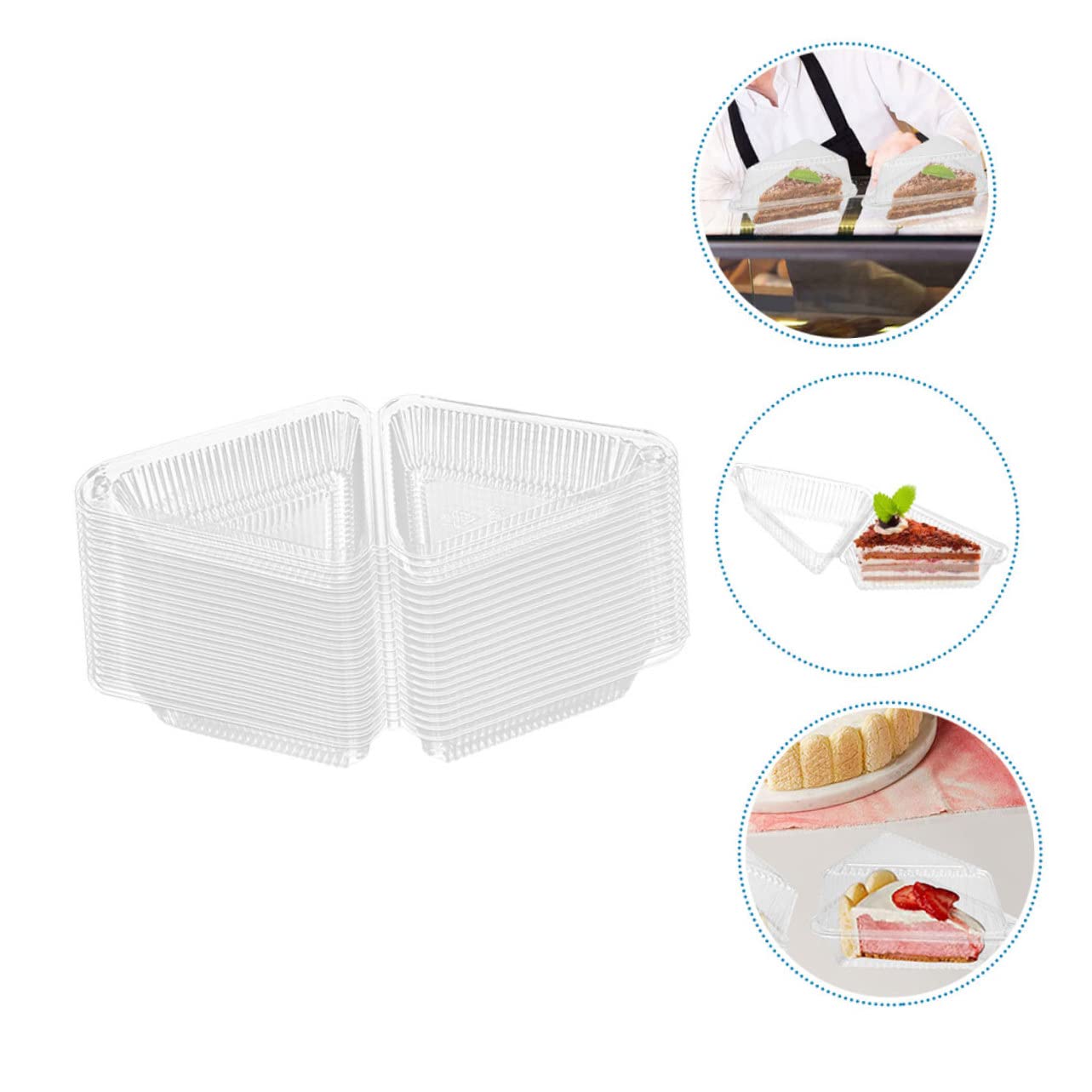 Abaodam 100 Pcs Triangular Cake Box Raclette Sandwich Container Disposable Cake Containers Plastic Container with Lid Cake Containers with Lids With Cover Clamshell Pizza The Pet