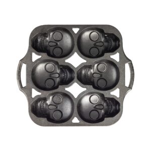 lodge seasoned cast iron skull mini cake pan