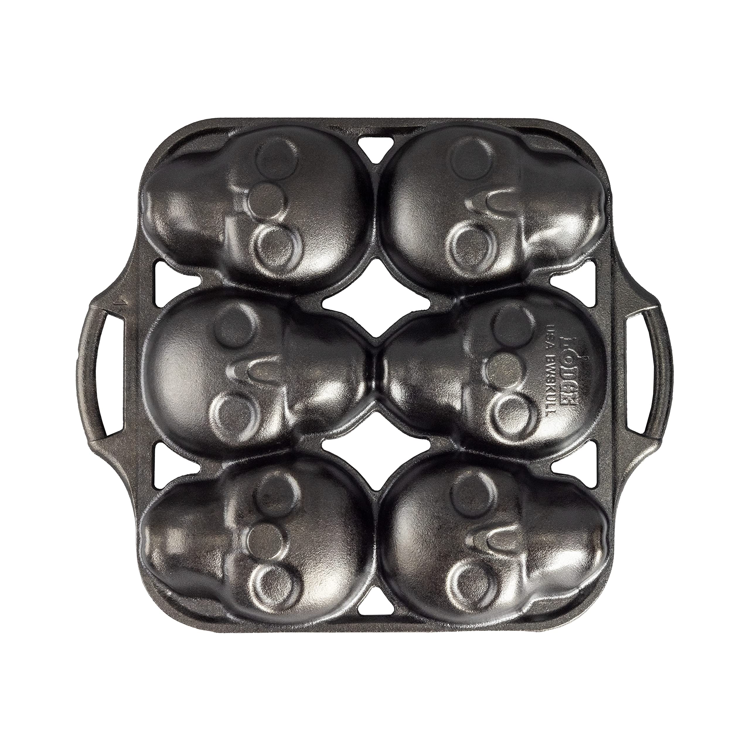 Lodge Seasoned Cast Iron Skull Mini Cake Pan