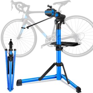 heavy duty bike repair stand (max 110 lbs) - portable bicycle stand maintenance workstand aluminum made for electric bikes, mountain bike and road bike