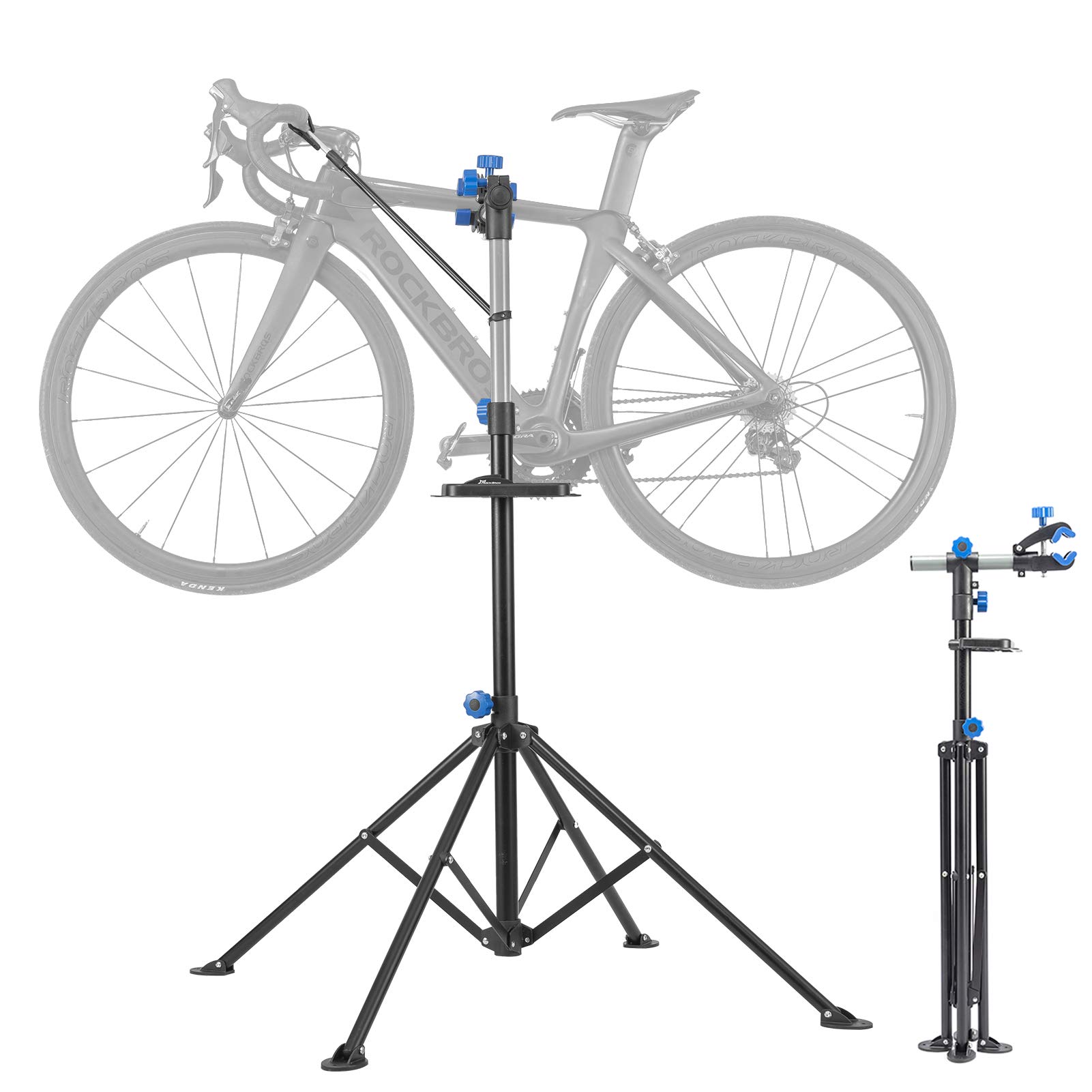 ROCKBROS Bike Repair Stand Bicycle Maintenance Rack Bike Stand for Maintenance Height Adjustable Foldable Bike Repair Mechanic Stand with Tool Tray for Mountain Road Bikes