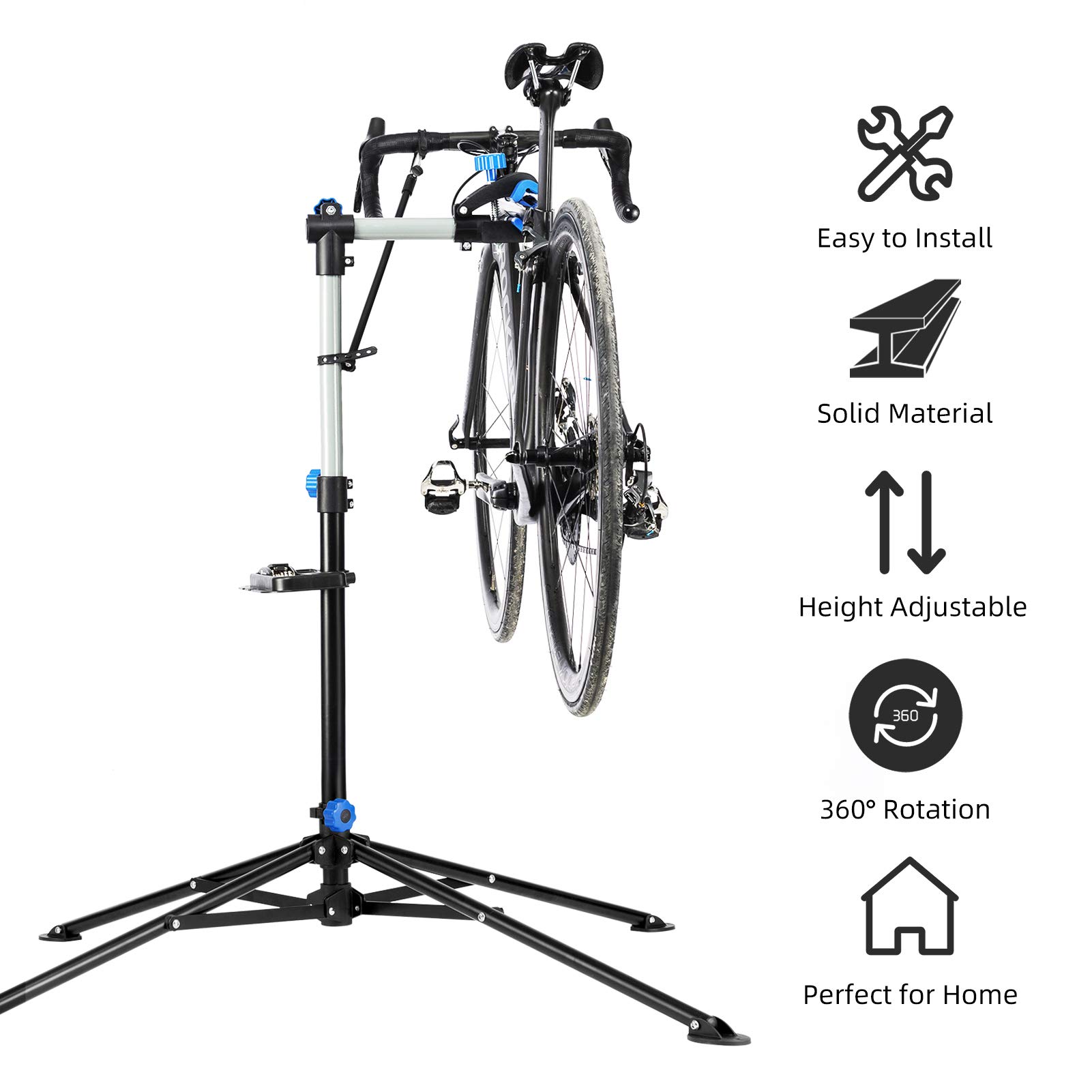 ROCKBROS Bike Repair Stand Bicycle Maintenance Rack Bike Stand for Maintenance Height Adjustable Foldable Bike Repair Mechanic Stand with Tool Tray for Mountain Road Bikes