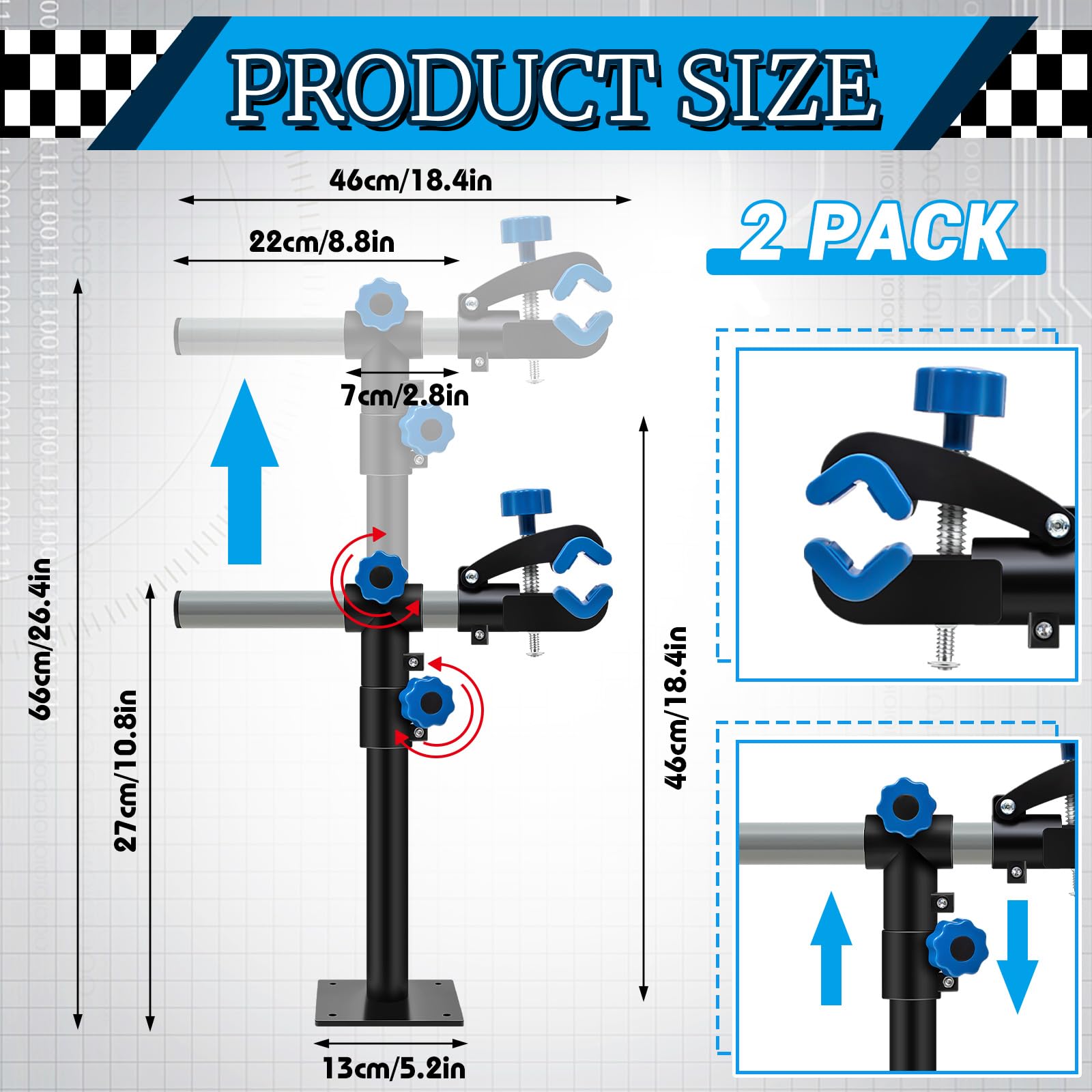 Datanly 2 Pcs Bike Repair Stand Wall Workbench Mount Rack Workstand Bicycle Stand Clamp Height Adjustable Bicycle Maintenance Rack with Gloves for Mountain Road Bikes