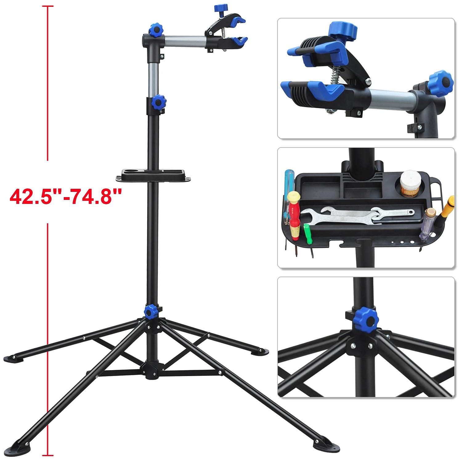 Yaheetech Pro Bicycle Rack Bike Repair Stand Adjustable Rack 52-75in w/Telescopic Arm