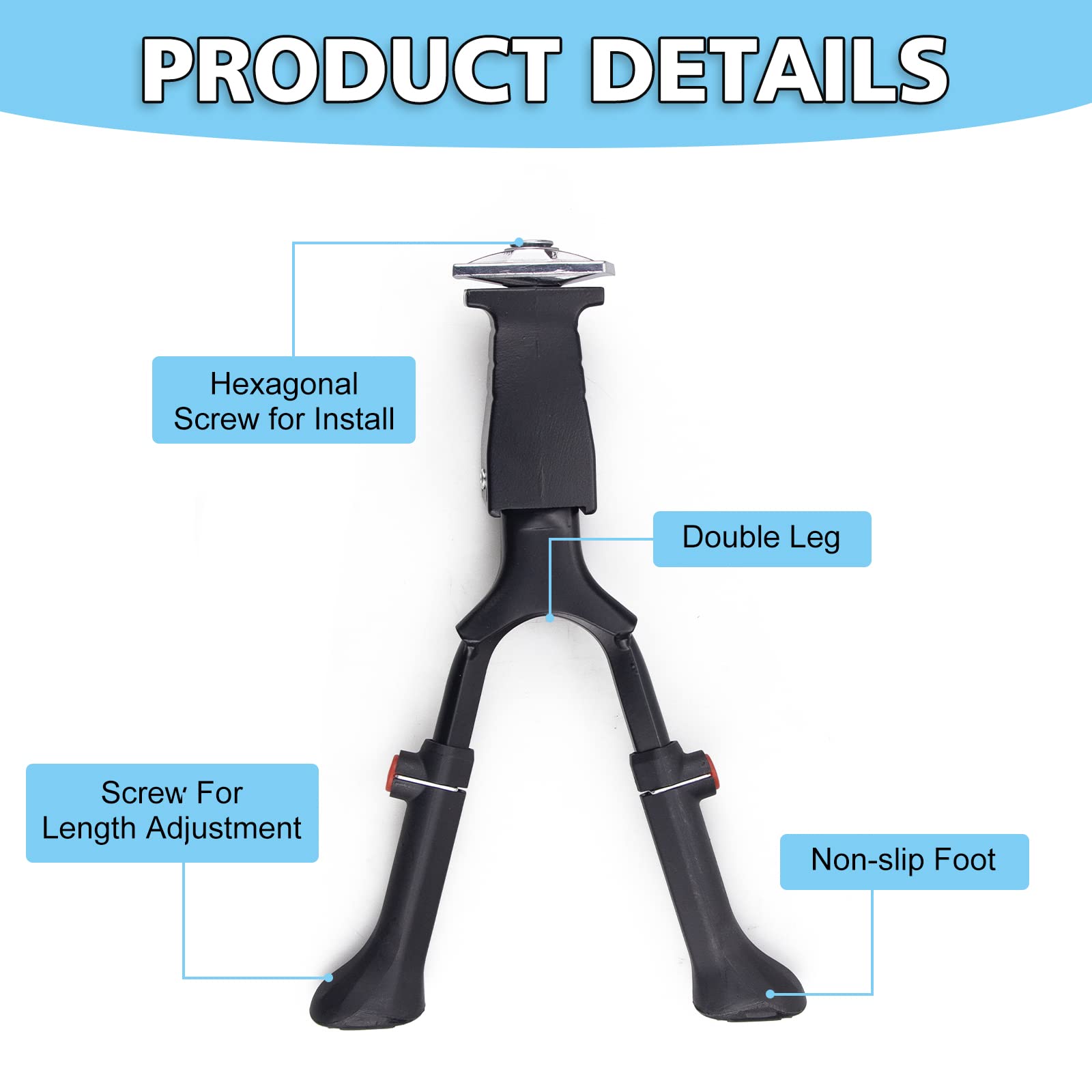 WEEROCK Adjustable Height Bike Kickstand Aluminium Alloy Double Leg Kick stand Fits For 24/26/28 Inch Single Speed Bicycles