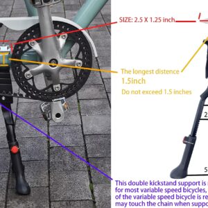 WEEROCK Adjustable Height Bike Kickstand Aluminium Alloy Double Leg Kick stand Fits For 24/26/28 Inch Single Speed Bicycles