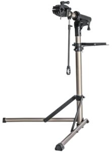 petra sports bikedoc foldable bicycle repair stand. portable, height adjustable mechanics work stand w/magnetic tool tray & 360° quick release clamp. supports up to 66lbs.