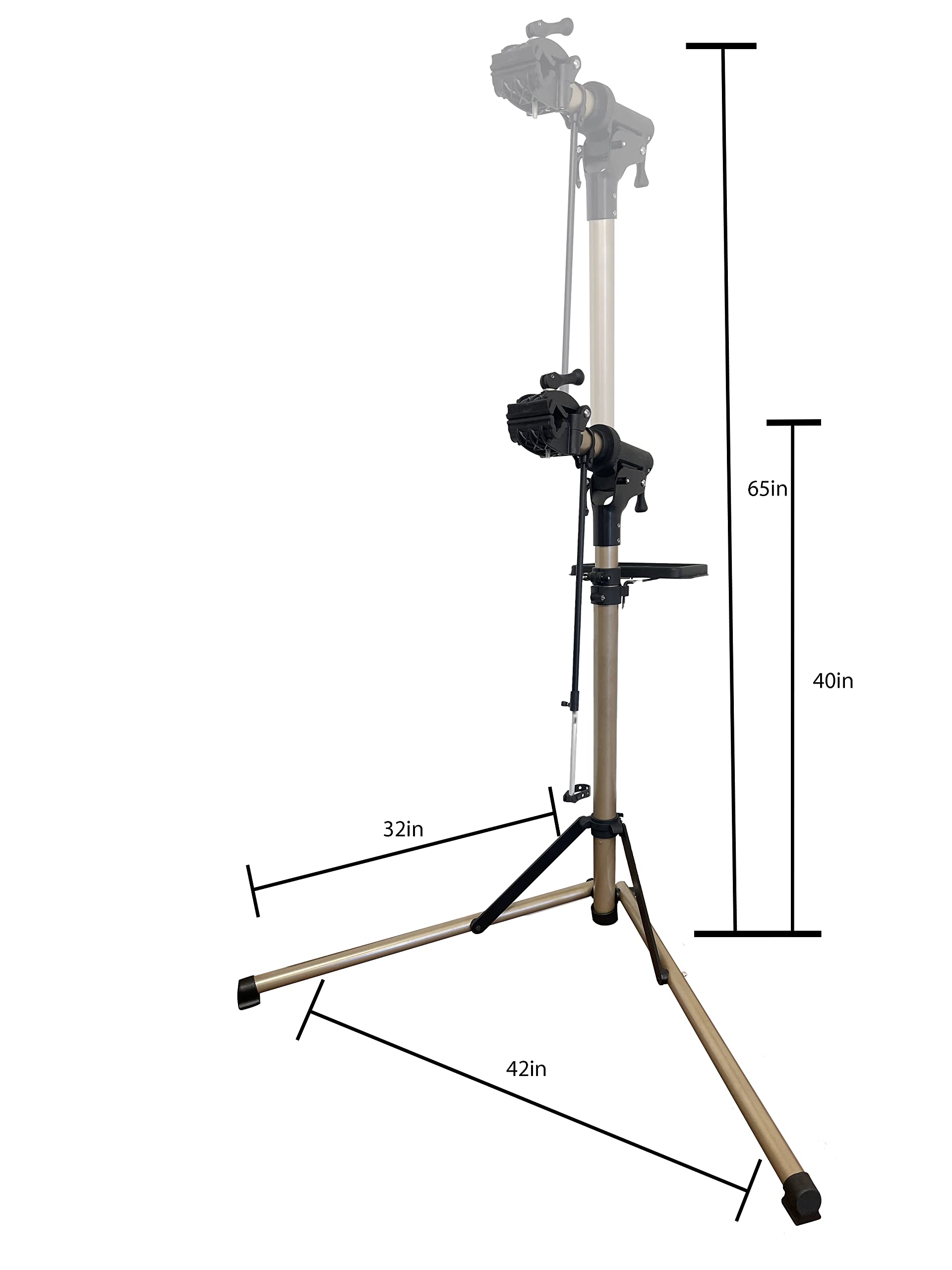 Petra Sports BikeDoc Foldable Bicycle Repair Stand. Portable, Height Adjustable Mechanics Work Stand w/Magnetic Tool Tray & 360° Quick Release Clamp. Supports Up To 66Lbs.