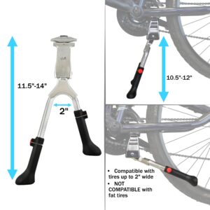 Lumintrail Center Mount Bike Double Leg Kickstand - Adjustable Height Bike Kick Stands for 24, 26, 27.5, 29 Inch Adult Bikes - Perfect for Cruiser, Road and Hybrid Bike