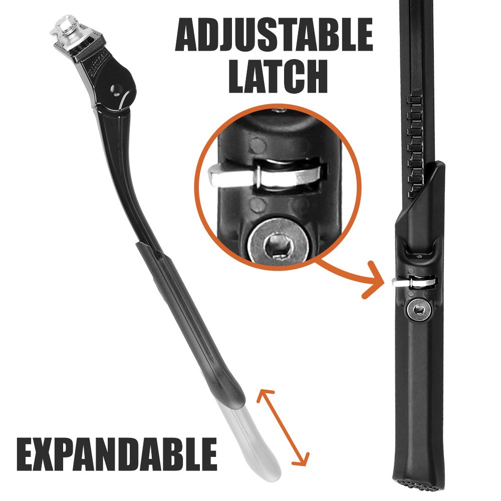 BV Adjustable Bicycle Bike Kickstand with Concealed Spring-Loaded Latch, for 24-29 Inch Bicycles